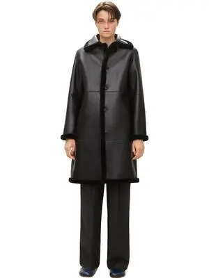 Theory Reversible Trench Coat In Shearling - Black