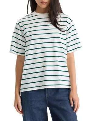 Good American Bodega Striped T-shirt - Forest Multi Stripe