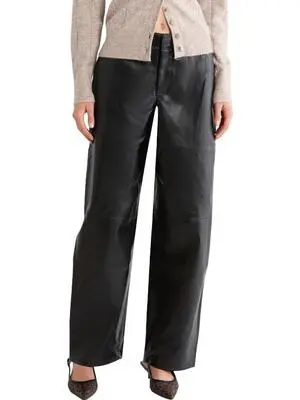 WAYF Orlena Faux Leather Pants - Black