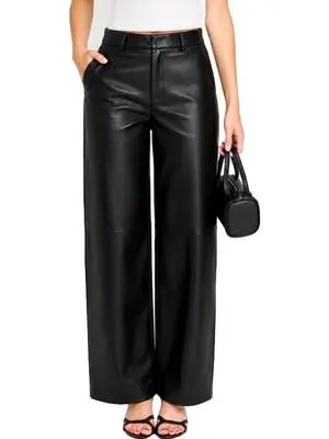 WAYF Orlena Faux Leather Pants - Black