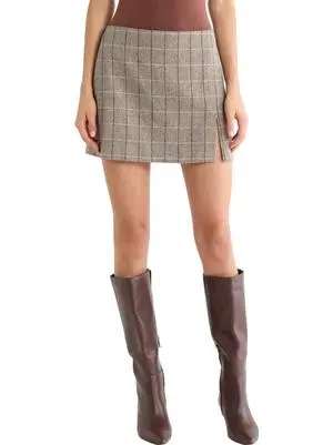 WAYF Cooper Mixed Print Miniskirt - Mink
