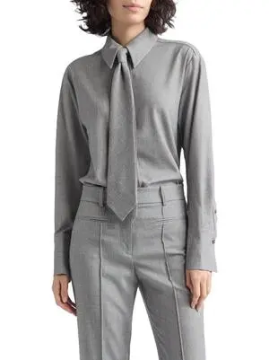 REISS Rosario Tie Shirt - Grey