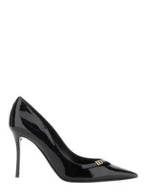 Dolce & Gabbana Dolce & Gabbana Women Black High-Heeled Pumps With Logo Plaque On The Front In Leather For Women Multicolor