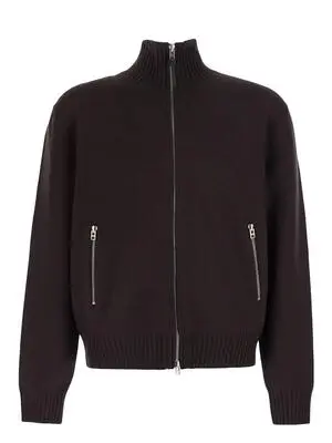TOM FORD Tom Ford Men Brown Sweater With High Collar And Ribbed Design In Cotton Blend For Men Multicolor