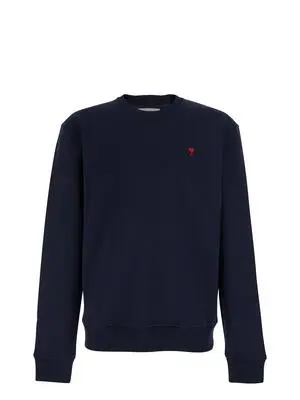 AMI Paris Blue Sweatshirt With De Coeur Logo On The Front In Cotton For - Multicolor
