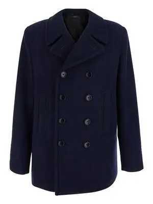 TOM FORD Tom Ford Men Blue Double-Breasted Jacket With Notched Revers In Wool For Men Multicolor