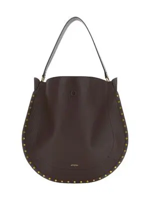Isabel Marant Étoile Oskan' Shoulder Bag With Top Handle And Studs In Leather For - Brown