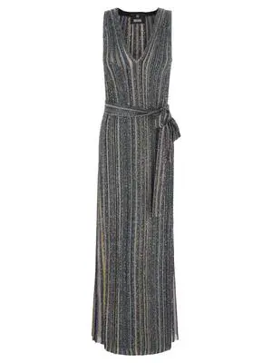 Missoni Long Dress With V-neck And All-over Applied Sequins In Viscose For - Multicolor