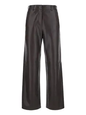 Max Mara S 'sospiro' Pants With Two Patch Pockets On The In Ecoleather For - Brown