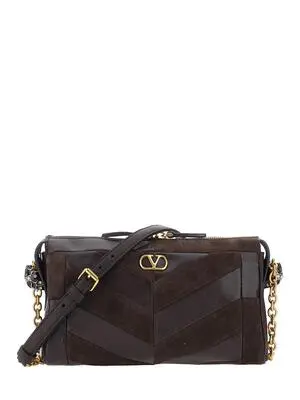 Valentino Garavani Panthea Small' Brown Crossbody Bag With Vlogo Plaque On The Front In Leather For - Multicolor