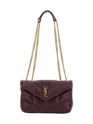 Saint Laurent Bordeaux Crossbody Bag With Two Handles With Chain And Cassandre Plaque On The Front In Leather - Multicolor
