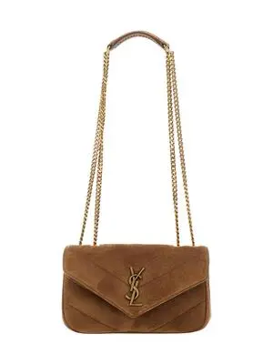 Saint Laurent Beige Crossbody Bag With Chain Shoulder Strap And Cassandre Plaque On The Front In Suede For - Multicolor
