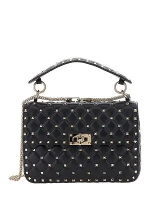 Valentino Garavani Valentino Garavani Women 'Spike Medium' Black Crossbody Bag With All-Over Applied Rockstud In Leather For Women Black