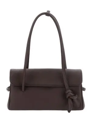 Jacquemus Jacquemus Women 'Le Turismo Long' Brown Shoulder Bag With Knot On The Front And Two Top Handles In Leather Women Brown