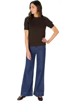 DUFFIELD LANE Short Sleeve Greer Sweater Chocolate