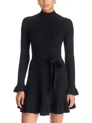 Paige Sandria Ribbed Mock Neck Dress - Black