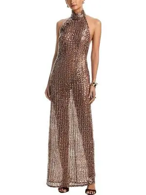 SAU LEE Grace Sequin Dress - Mocha