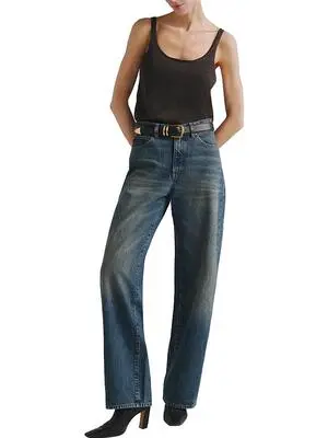 DL1961 Kaylen High Rise Loose Straight Jeans In Tinted Dark
