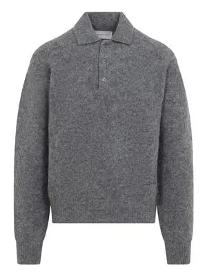 AMI Paris Knit Polo - Gray