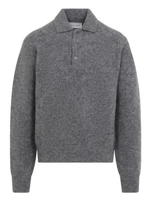 AMI Paris Knit Polo - Gray