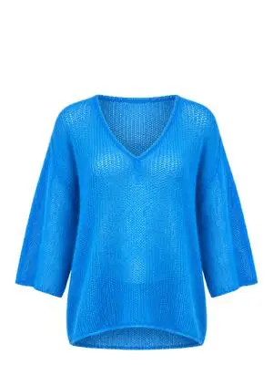 LUELLA FASHION Troon Mohair Blend V-neck Jumper Cobalt - Blue