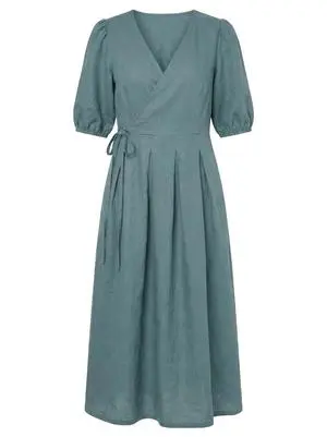 LEMUSE Bonnie Linen Dress Teal - Green