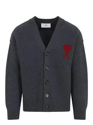 AMI Paris Adc Cardigan - Gray