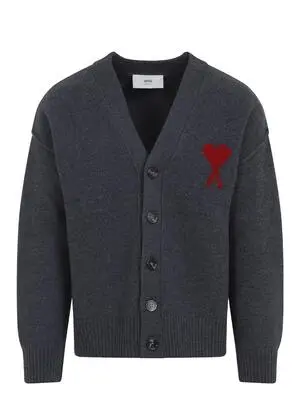 AMI Paris Adc Cardigan - Gray