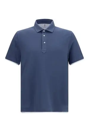 Brunello Cucinelli Short-sleeve Cotton Polo Shirt - Blue