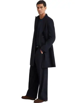 REISS Dusk Wool-blend Double-breasted Epsom Overcoat - Navy