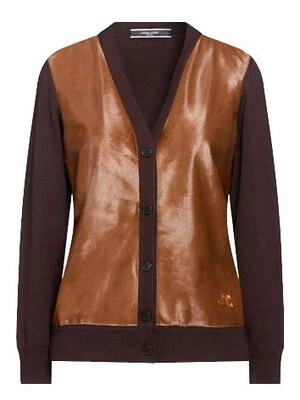 JACOB COHЁN Cardigan Size Virgin Wool, Calfskin - Brown