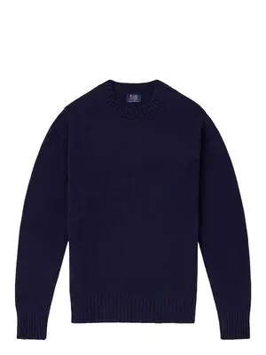 William Lockie Merino Wool And Cashmere-blend Sweater - Navy