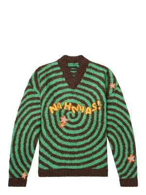 NAHMIAS Embroidered Alpaca-blend Crochet Sweater - Green