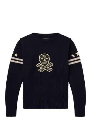 Ralph Lauren Appliquéd Wool Sweater - Navy