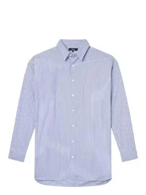 Comme Des Garçons Striped Cotton-poplin Shirt - Blue