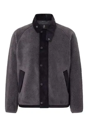 Barbour Transporter Corduroy-trimmed Fleece Jacket - Gray