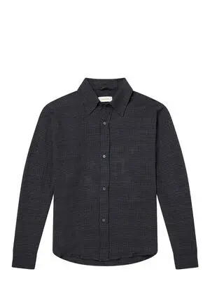 MFPEN Vacation Checked Cotton And Wool-blend Seersucker Shirt - Gray