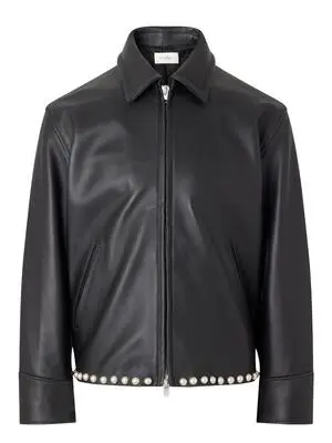 SECOND / LAYER Rider Embellished Leather Jacket - Black