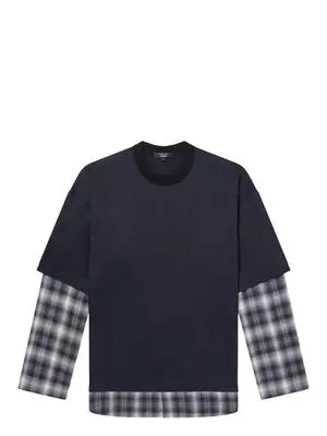 Comme Des Garçons Checked Layered Cotton T-shirt - Black