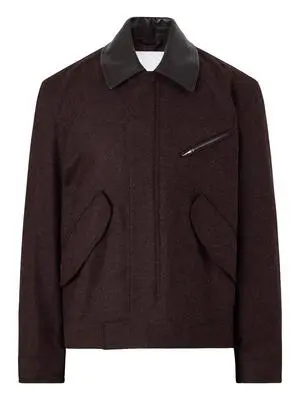 SAGE NATION SAGE NATION - Painter Leather-Trimmed Wool-Twill Blouson Jacket - Men - Brown - S Brown