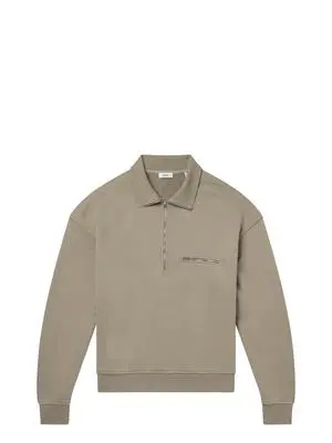 AGOLDE Pavillion Cotton-jersey Half-zip Sweatshirt - Neutrals
