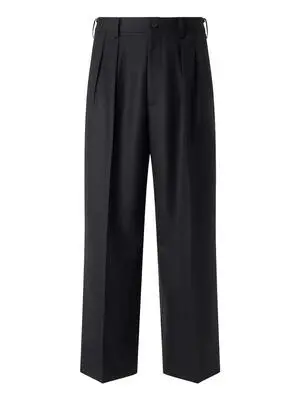 Comme Des Garçons Wide-leg Pleated Wool Trousers - Black