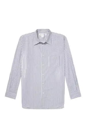Comme Des Garçons Striped Cotton-poplin Shirt - Blue