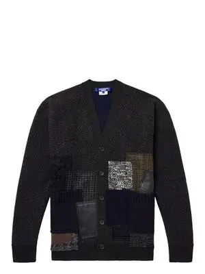 Junya Watanabe Patchwork Wool-blend Cardigan - Blue