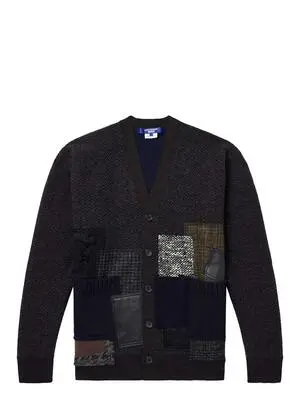 Junya Watanabe Patchwork Wool-blend Cardigan - Navy