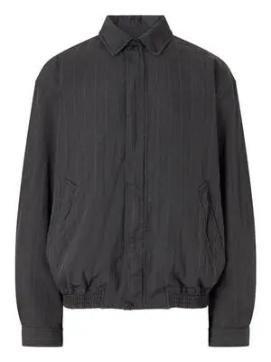 Comme Des Garçons Crinkled Striped Herringbone Jacket - Gray
