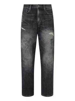 NEIGHBORHOOD Savage Straight-leg Distressed Embroidered Jeans - Black