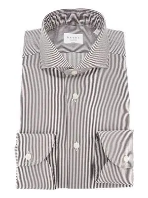 XACUS Cotton Tailor Fit 'travel' Shirt - Brown