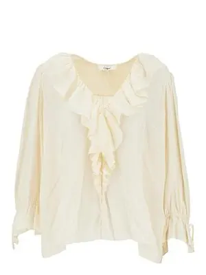 Chloé Ruffled Crêpe De Chine Blouse - White