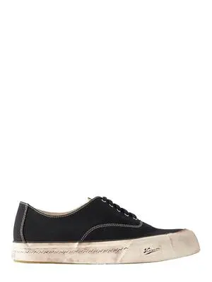 Visvim Logan Distressed Canvas Sneakers - Black